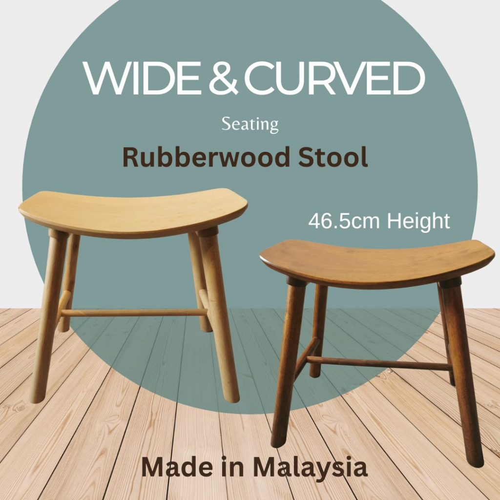 Strong Wide Seat Rubberwood Stool Chair, Wooden Stool, Bangku Kayu, Dining Stool, 实木凳子, Stool ...