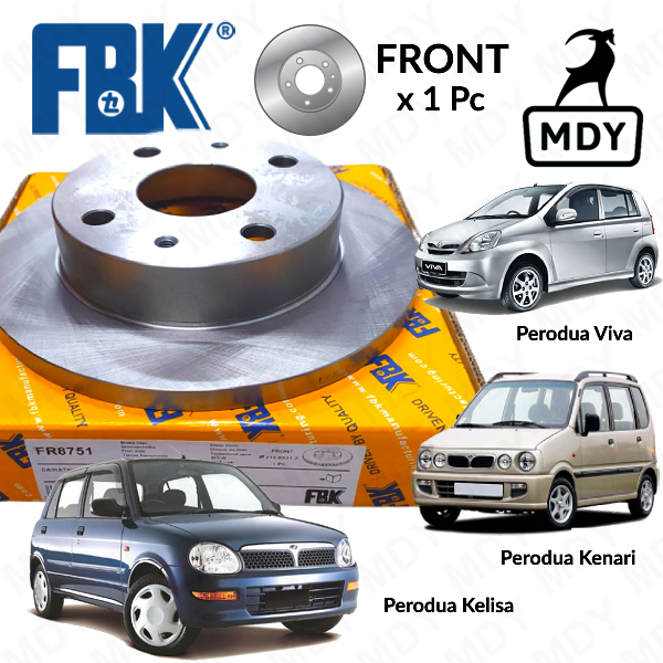 FBK Front Disc Rotor Perodua Kelisa, Kenari, Viva (1PC) FR8751 | Shopee Malaysia