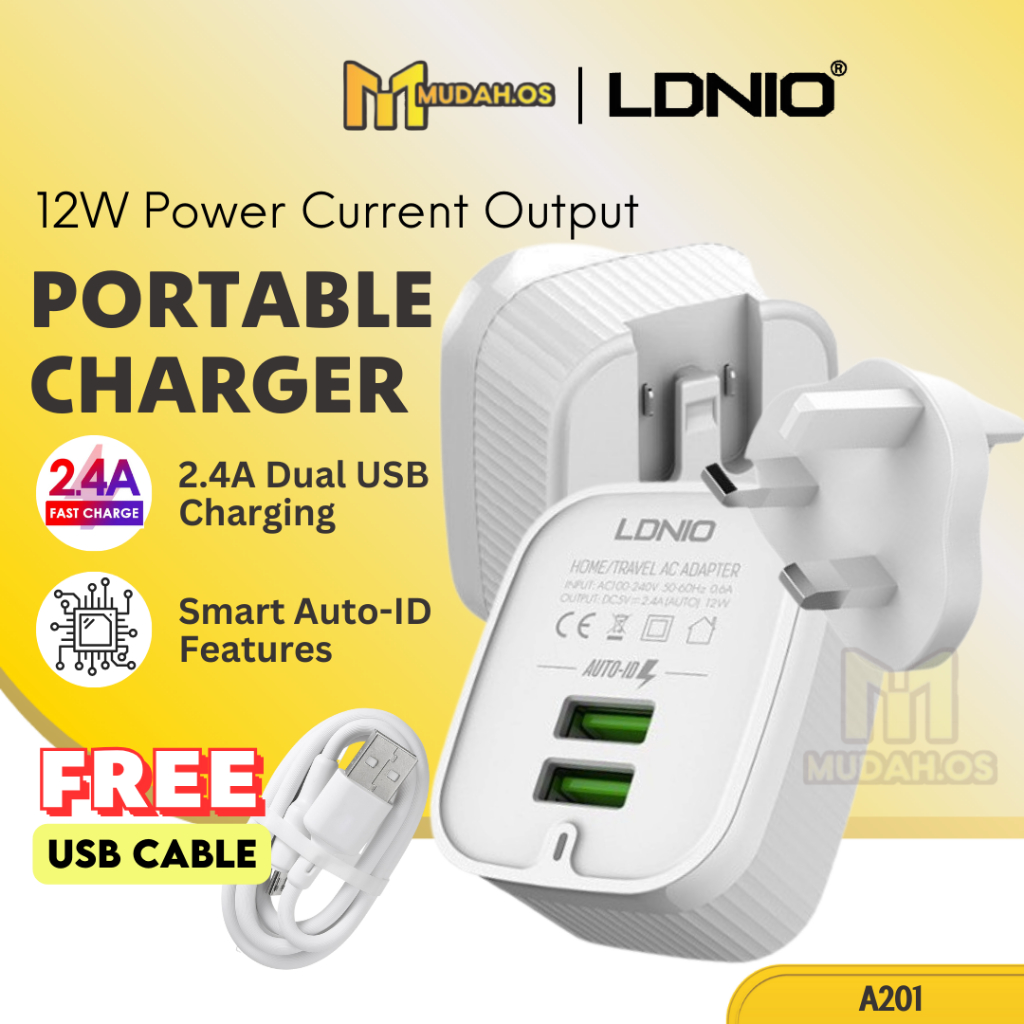 LDNIO Charger Adapter Fast Charging Adapter A201 USB Charger Adapter 3 ...