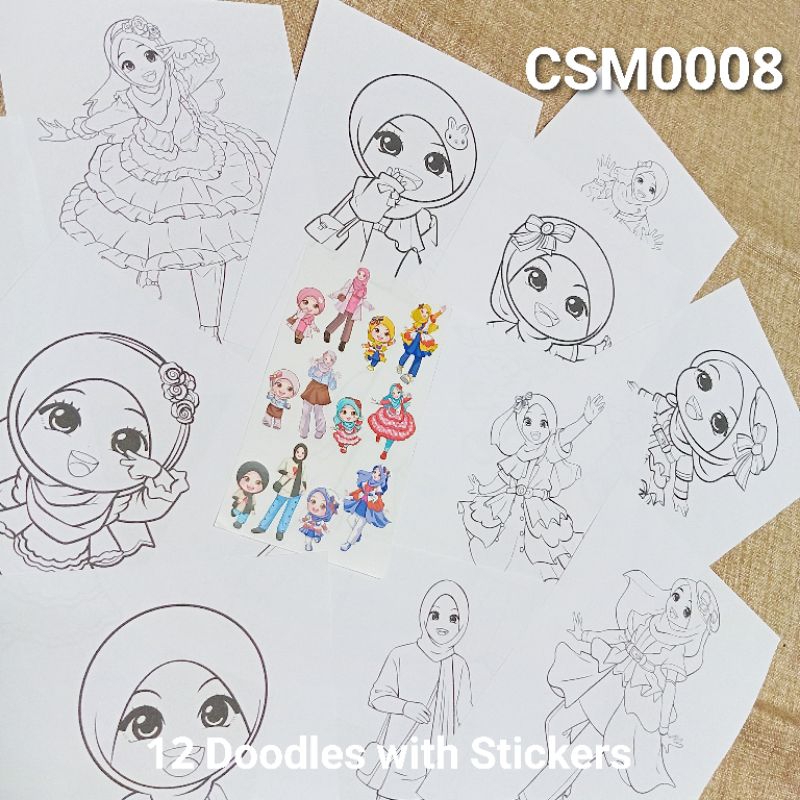 Colouring Sheet Muslimah | Kertas Mewarna | Doodle Girl | Kids & Adults ...