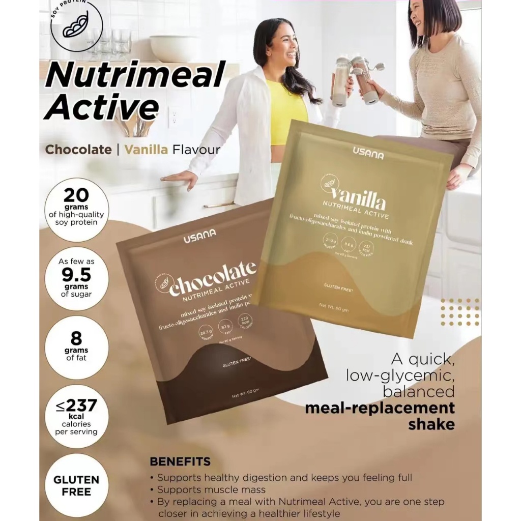 💕必备💕 Usana Nutrimeal Active Meal Replacement Chocolate / Vanilla Flavour 60g (营养代餐) 好喝＋耐饱 slim ...