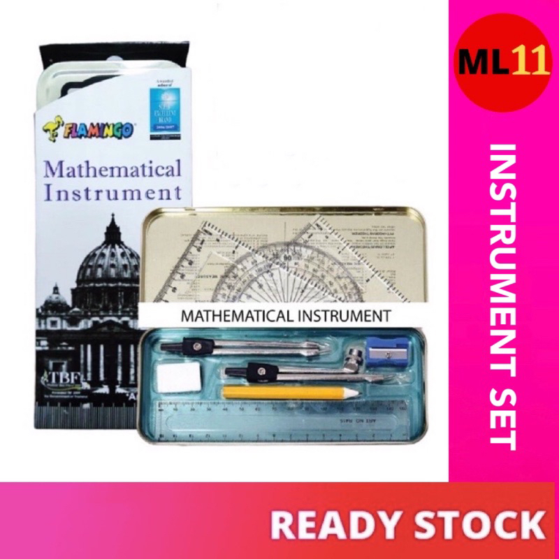 FLAMINGO Mathematics Instrument Set Geometry Set / Compass Protractor ...