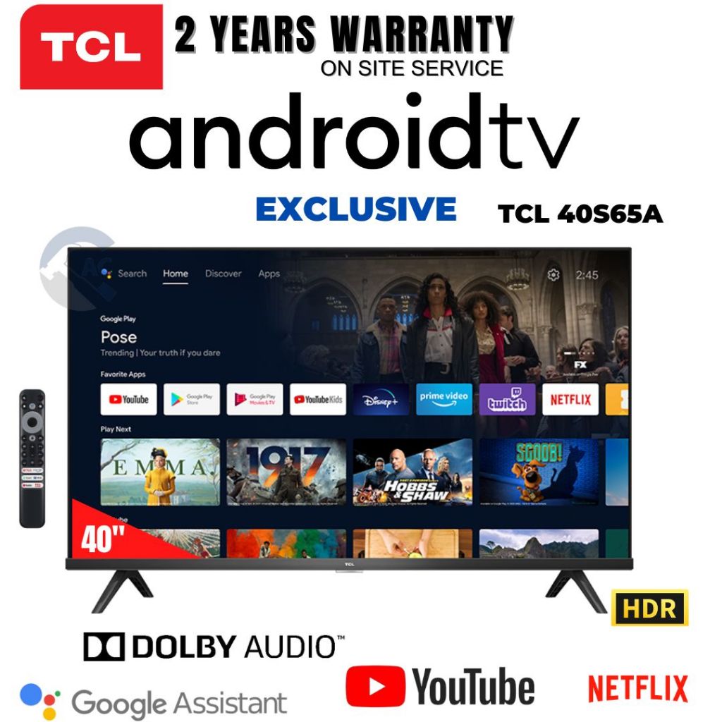 TCL ANDROID SMART TV 40” 40S65A | S65A Series | AI Smart Android TV ...