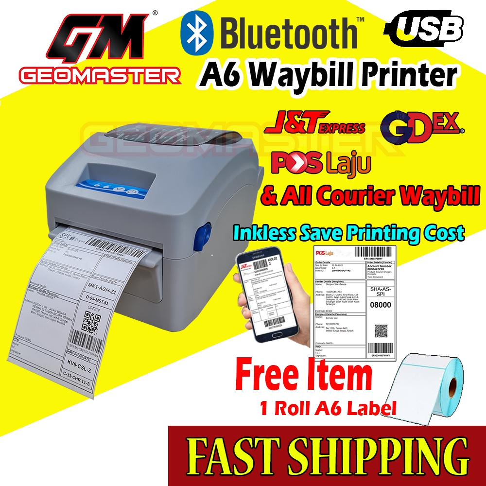 A6 Thermal Printer Waybill Barcode Shipping Label Consignment Note ...