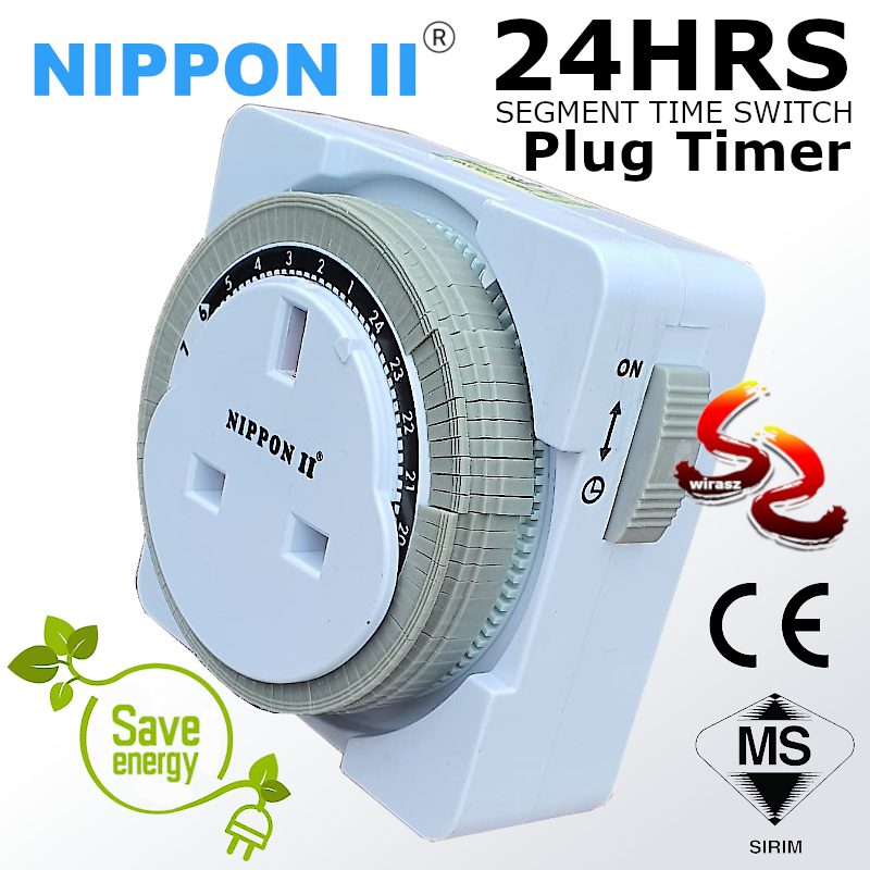 NIPPON II Analog Timer Automation Controller Switch Plug Mechanical 13A 24Hours Plug In Segment ...