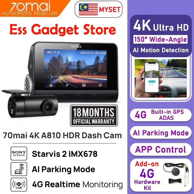 MY SET 70mai A810 4K Dash Cam Dual Vision Car Recorder with GPS ADAS | Sony Starvis 2 IMX678 ...