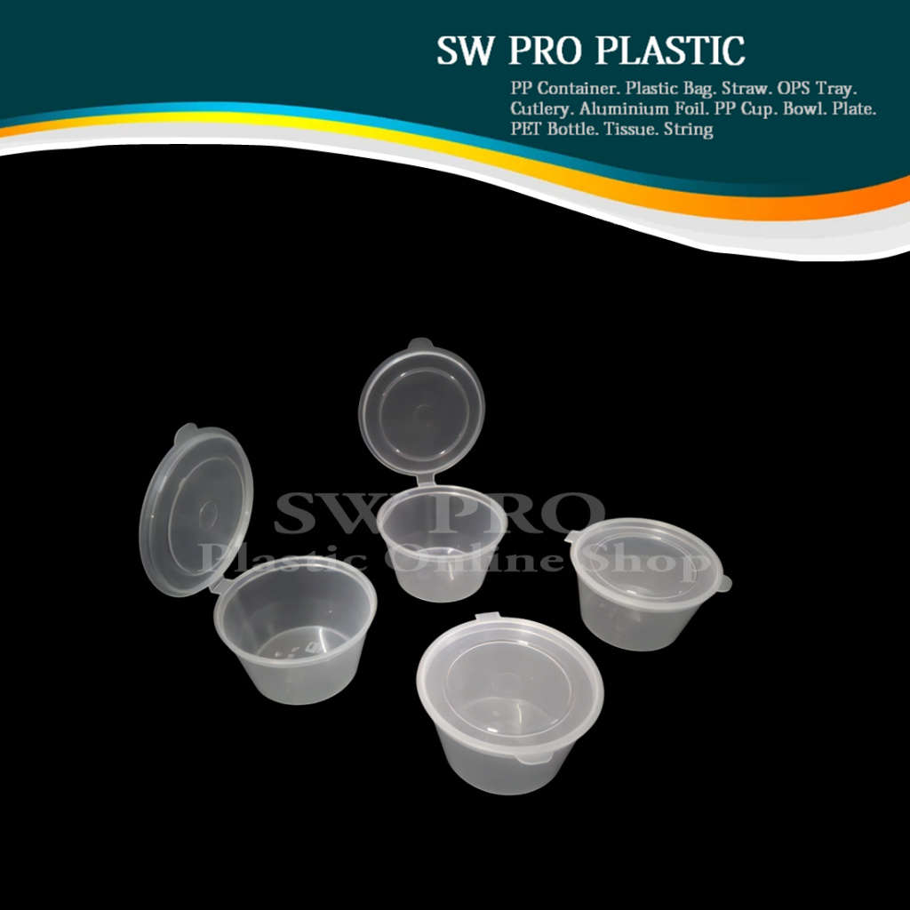 2oz / 50ml Small Plastic Round Container Hinged Lid / Bekas Plastik ...