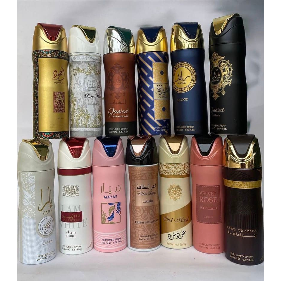 LATTAVA BODY SPRAY PARFUME , velvet rose , ana abiydeh , ramz lattafa ...