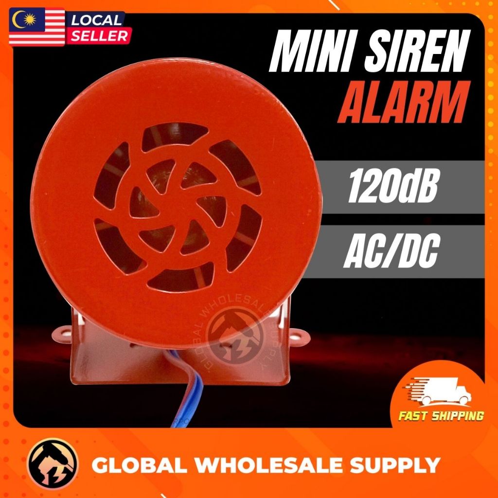 Mini Motor Siren AC240V / DC24V Horn Home Alarm House Lorry Red Metal ...