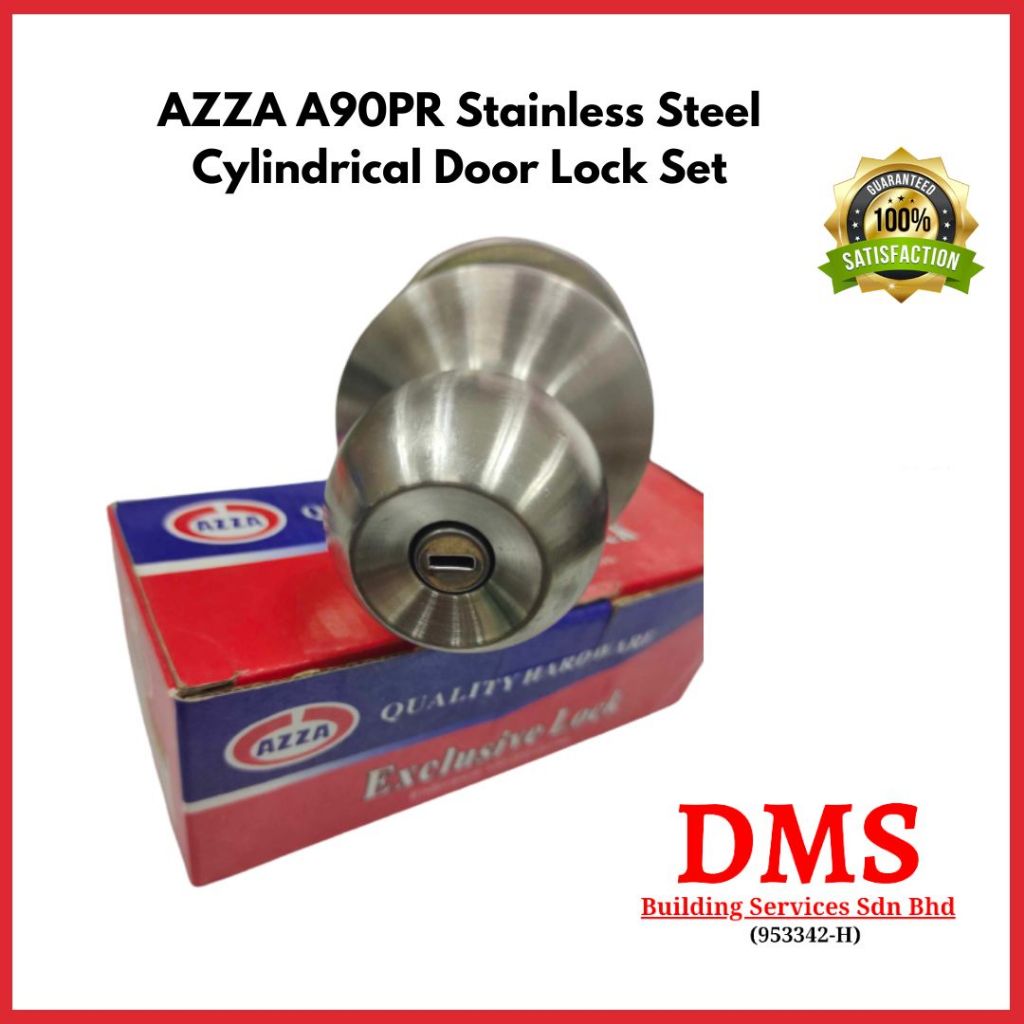 [READY STOCK] AZZA A90PR Stainless Steel Cylindrical Door Lock Set ...