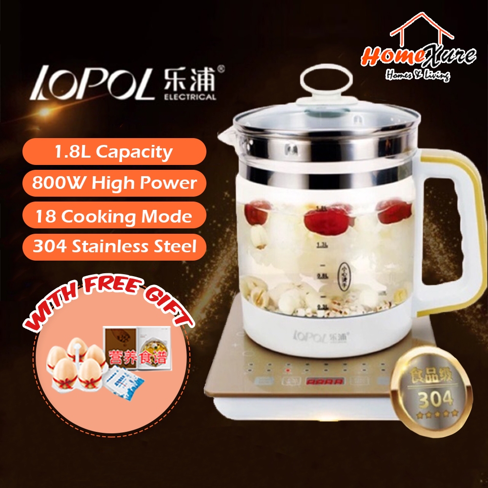 HomeXure - GLASS KETTLE Lopol Multifunction healthpot1.8L electric kitchen cooker soup ...