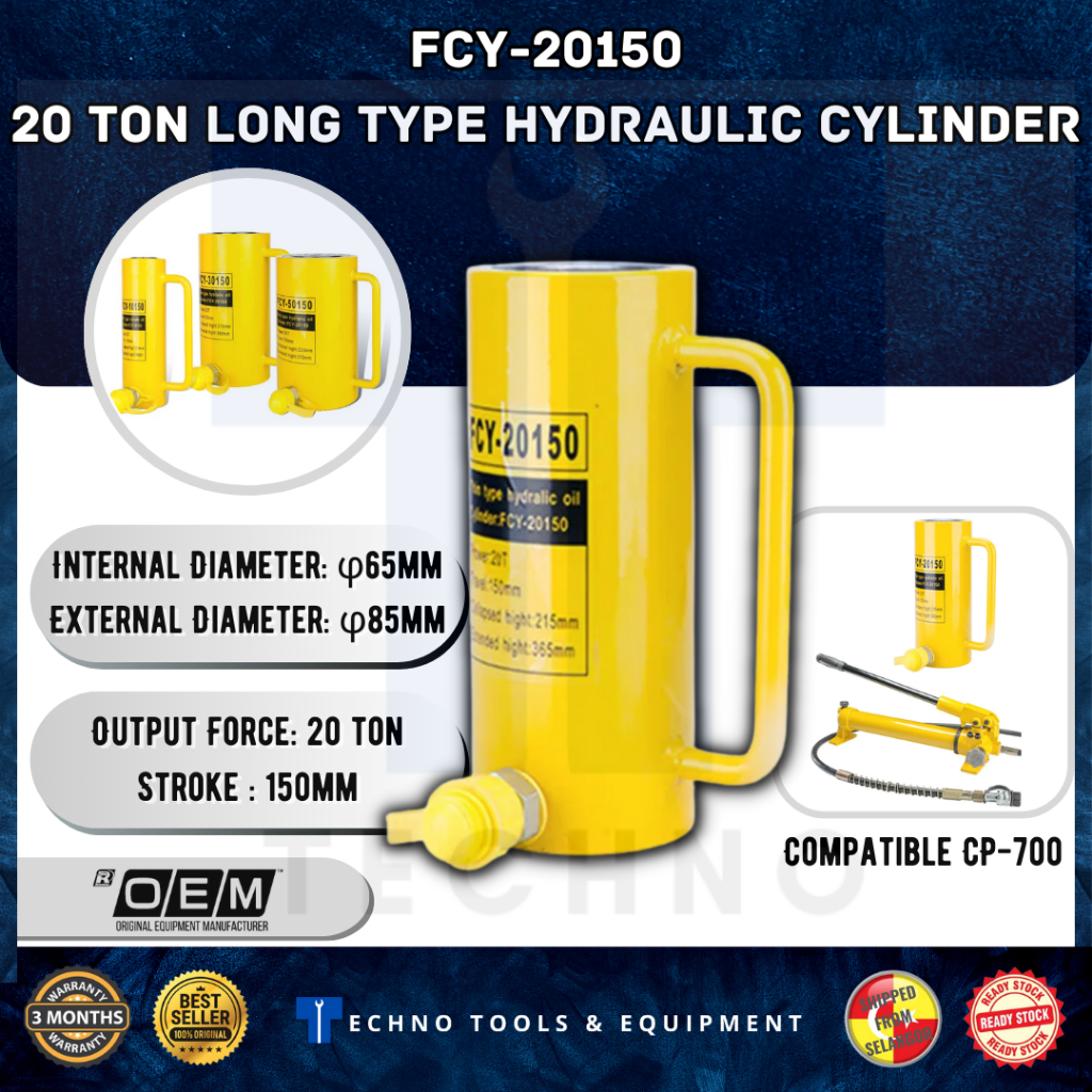 20 Ton Hydraulic Cylinder 100mm/150mm Stroke Jack Ram - Brand New (RSC ...