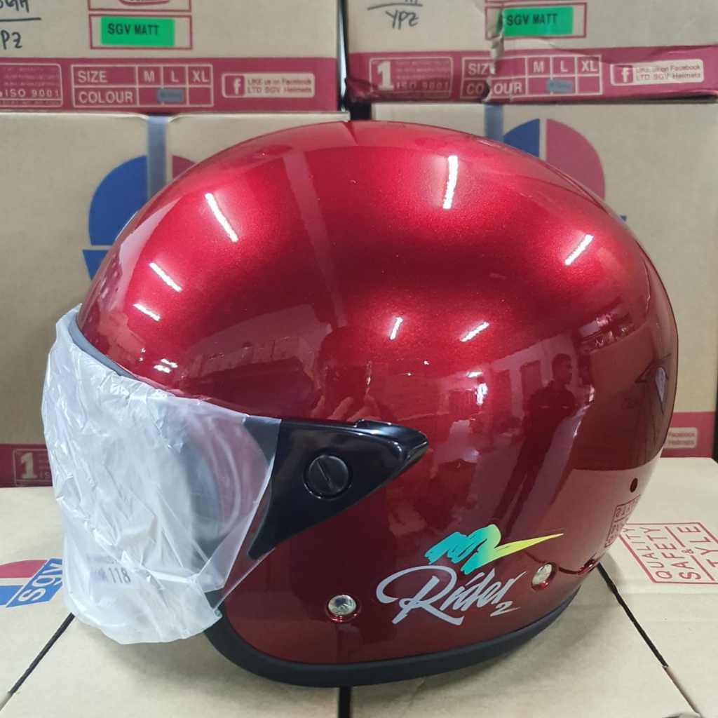 SGV HELMET RIDER 2 / TOPI KELEDAR / HALF CUT HELEMT STENG / WITH VISOR ...