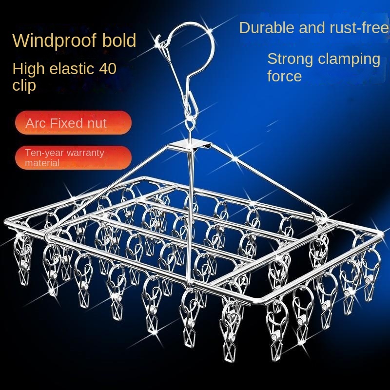 MS 40 Clips Stainless Steel Windproof Clothespin Laundry Hanger Sock ...