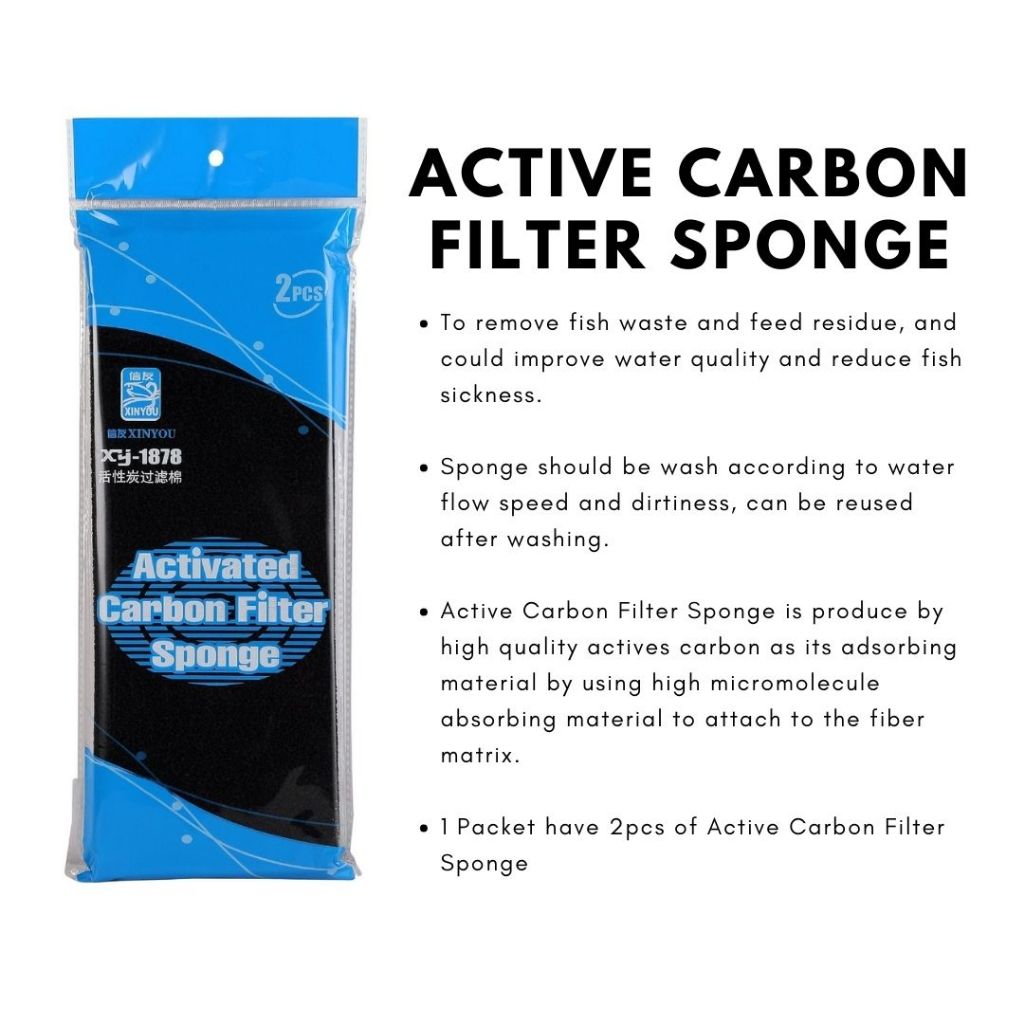 XinYou Active Carbon Filter Sponge 2pcs (For Aquarium, Pond and ...