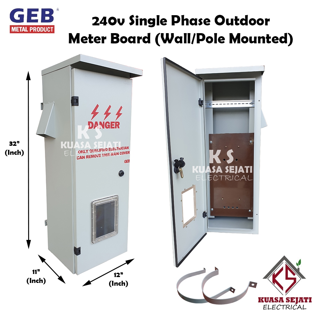 GEB 321211 240v Single Phase Outdoor KWH Meter Board (Wall/Pole Mounted ...