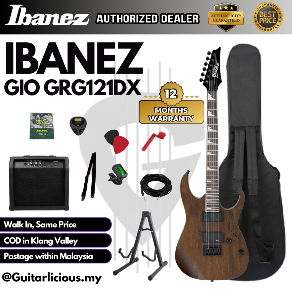 Ibanez GIO GRG121DX Electric Guitar with HH Humbucker Pick up - Walnut ...