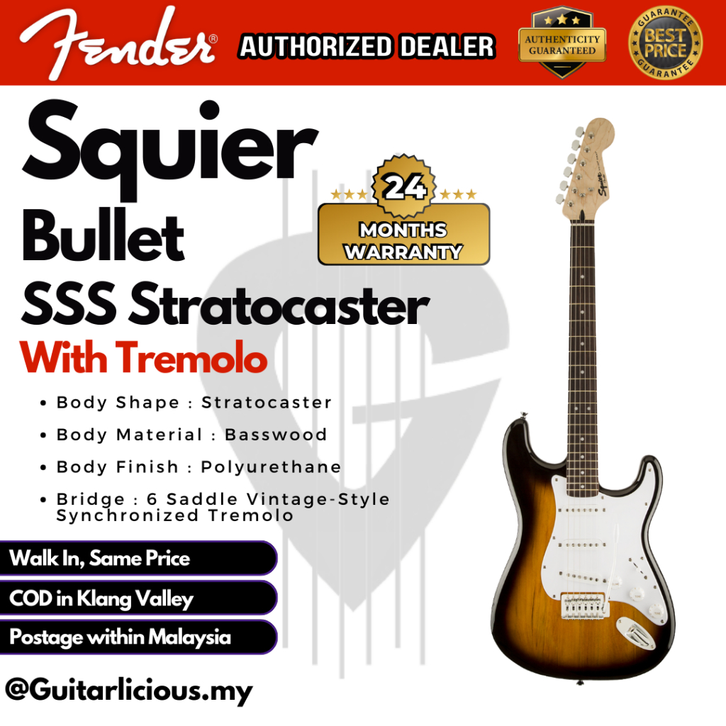 FENDER Squier Bullet Stratocaster Single Coil (SSS) with Tremolo ...