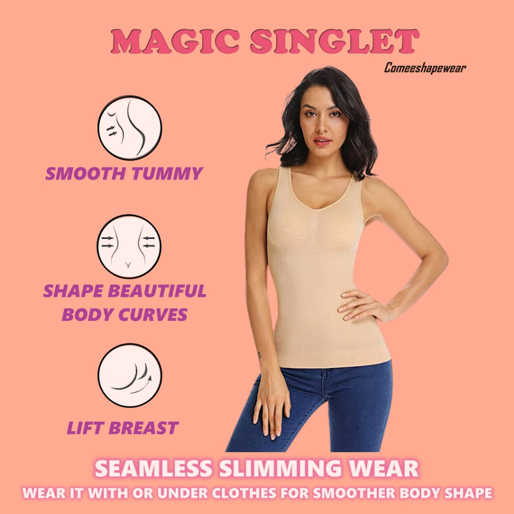 Magic Slimming Singlet Shaper Bra Top (with Bra Pad) | Shopee Malaysia