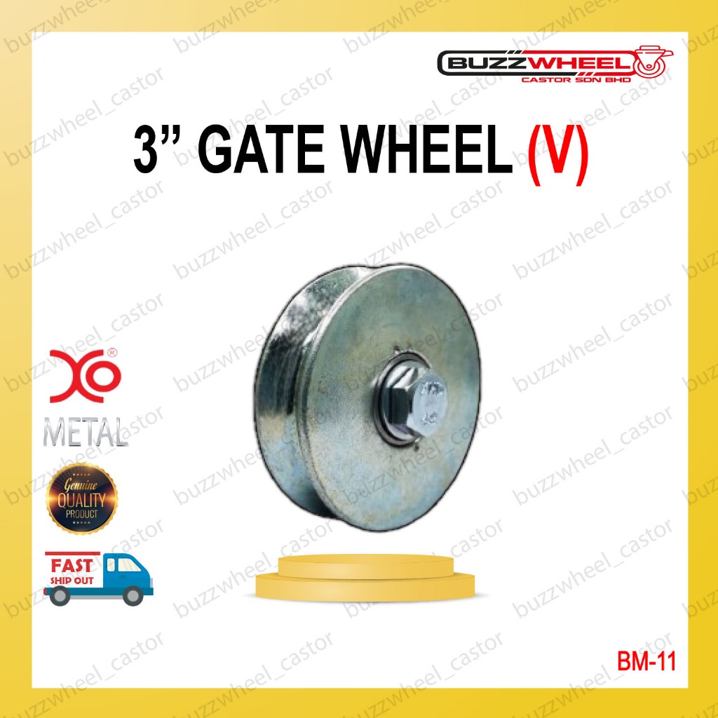 3" BM-11 (75MM X 18MM V-GROOVE) METAL NON-CAP SLIDING GATE ROLLER ...