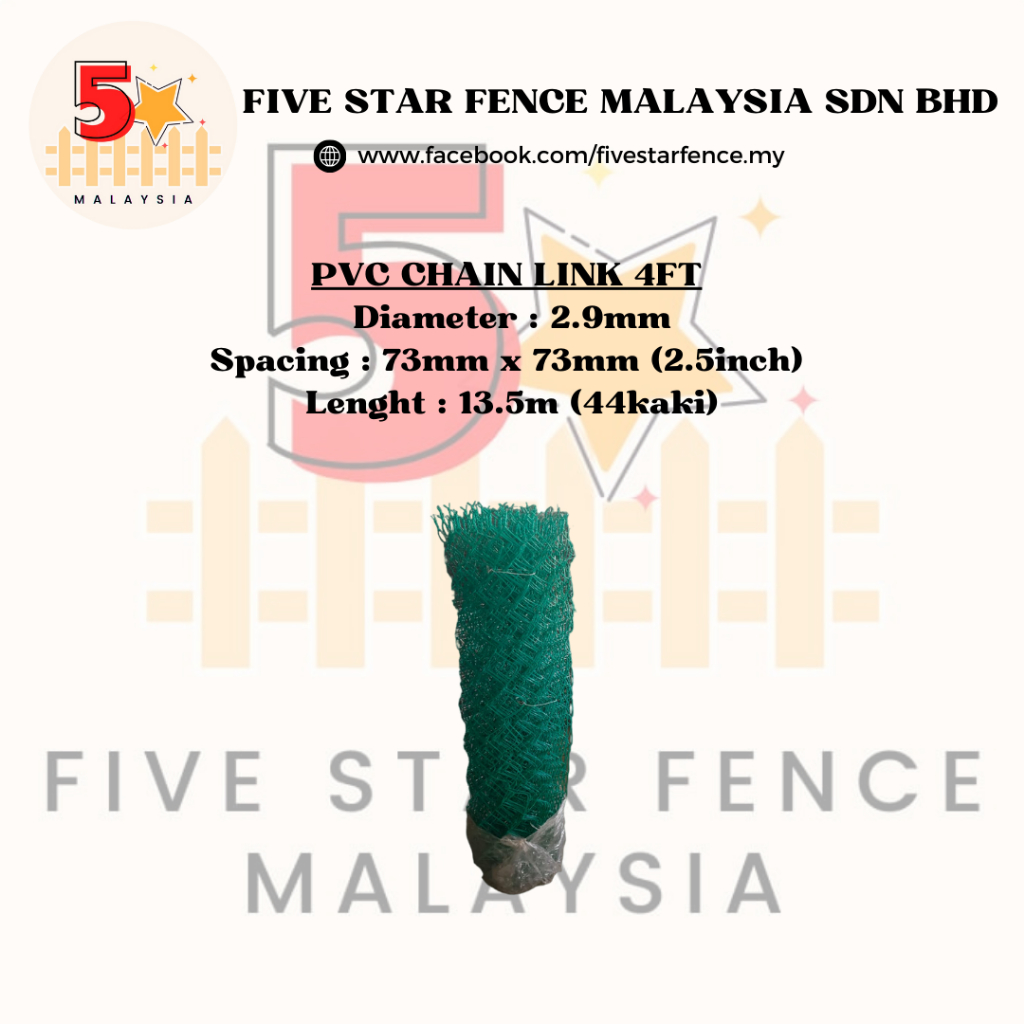 PVC Chain Link 4feet and 5feet Pagar Hijau Chain Link 4kaki dan 5kaki ...