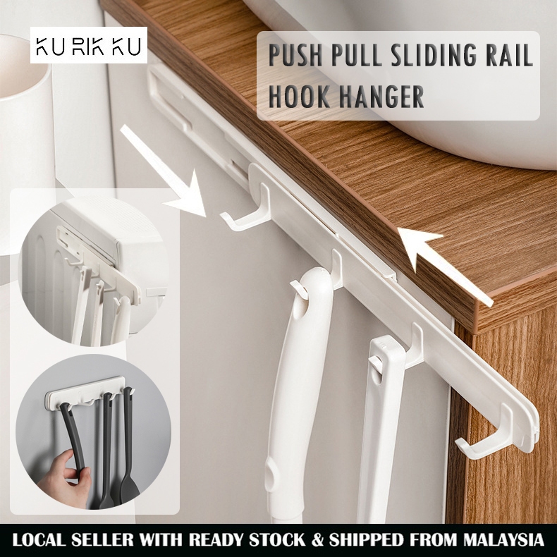 Sliding Hanging Rack Wall Mounted Saving Space Push Pull Sliding Rail ...