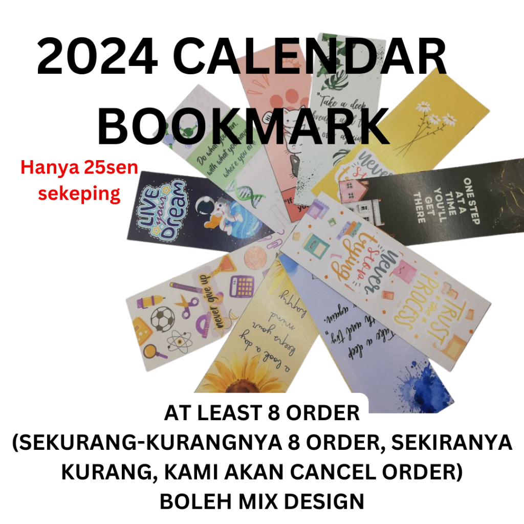2024 CALENDAR BOOKMARK WITH INSPIRATIONAL QUOTES/ PENANDA BUKU KALENDAR ...