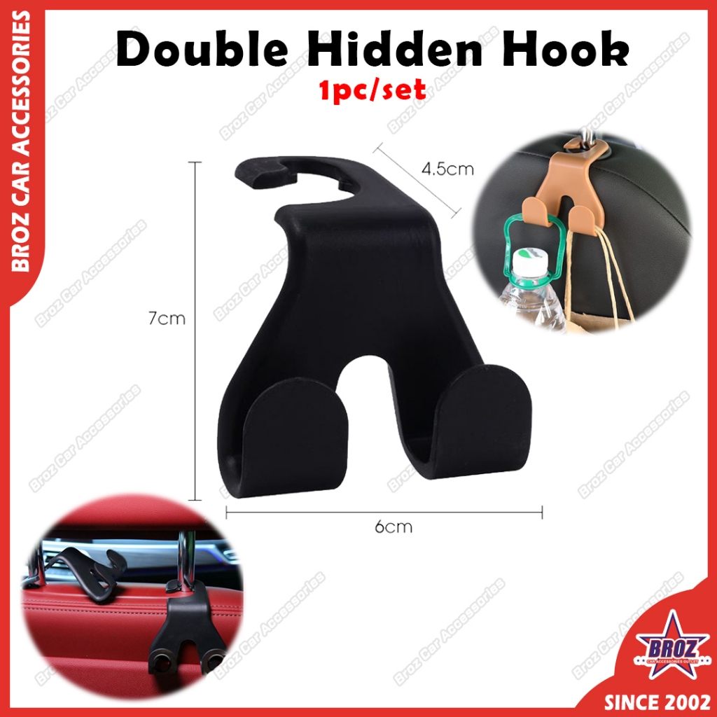 Double Hidden Hook 2 in 1 Car Headrest Hooks Phone Holder Hanging Up to ...