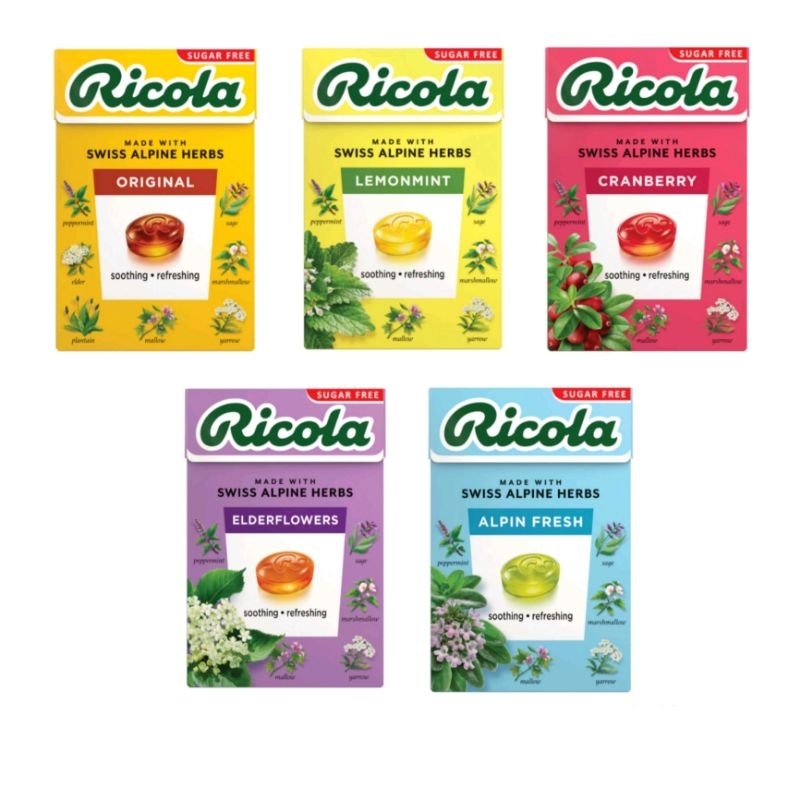 RICOLA 40g Lazonges Swiss Alpine Herbs Sugar Free Original | Lemonmint | Cranberry ...