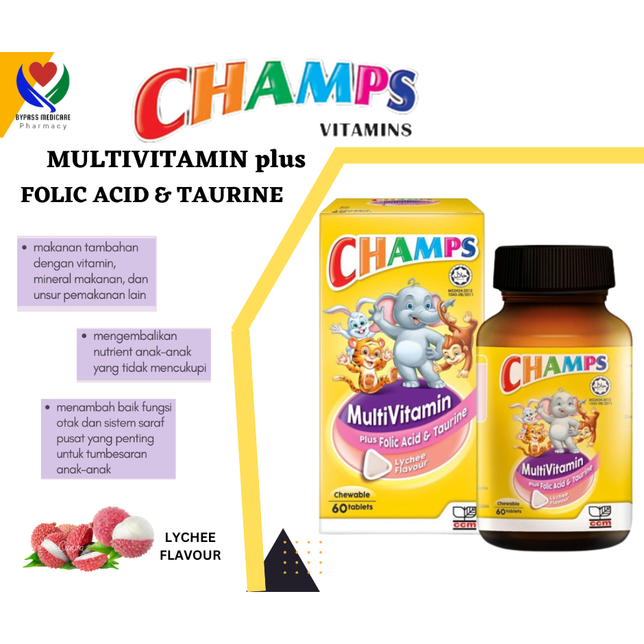 CHAMPS MULTIVITAMIN WITH FOLIC ACID & TAURINE (60 tablet x 2)exp 10/24 ...