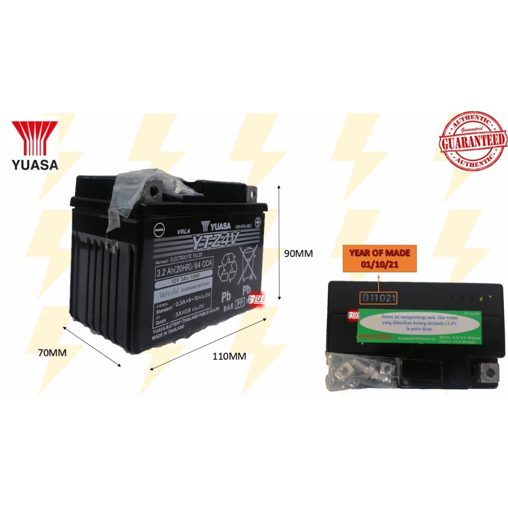 100% ORI} Yuasa Battery Ytz4v PTZ5S Original Y15zr Bateri RS150 VF3I ...