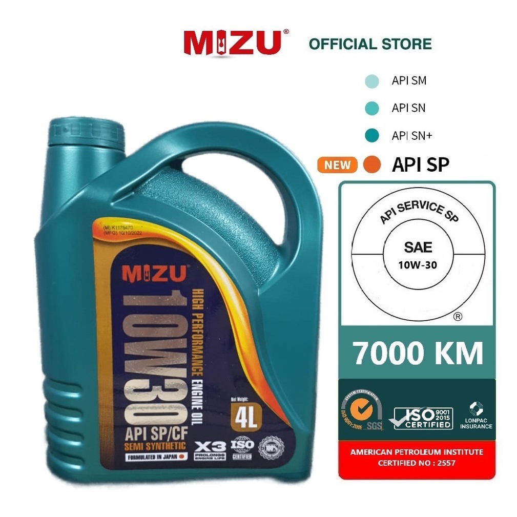 MIZU (New) 10W30 Semi Synthetic Engine Oil API SP all car can Perodua ...