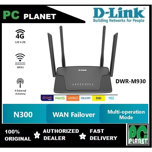 D-LINK DWR-M930 N300 4G LTE Wireless Sim Card WiFi Router support all ...