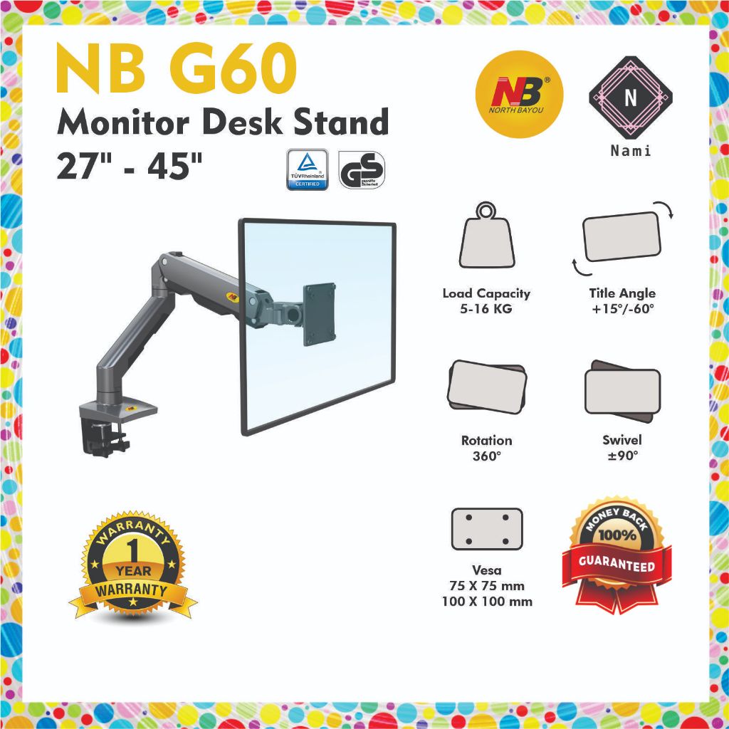 NB North Bayou G60 Heavy Duty Monitor Arm Desk Mount, Full Motion ...