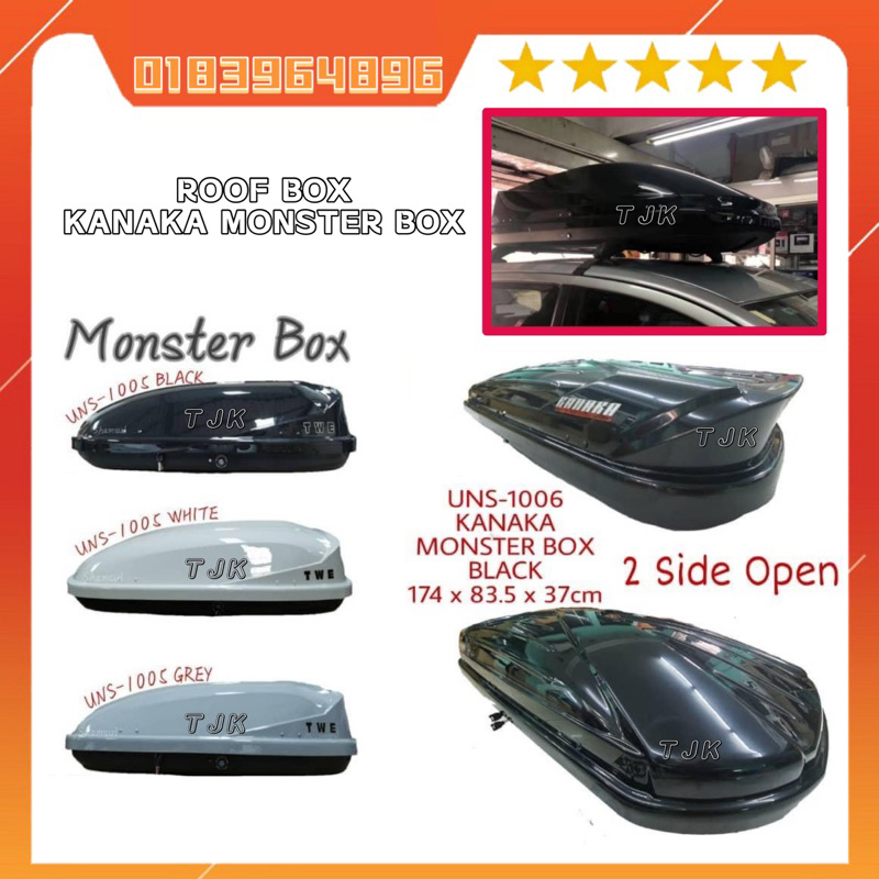 KANAKA MONSTER BOX CAR ROOF BOX 2 SIDE OPEN 330L 450L FREE ROOF RACK ...