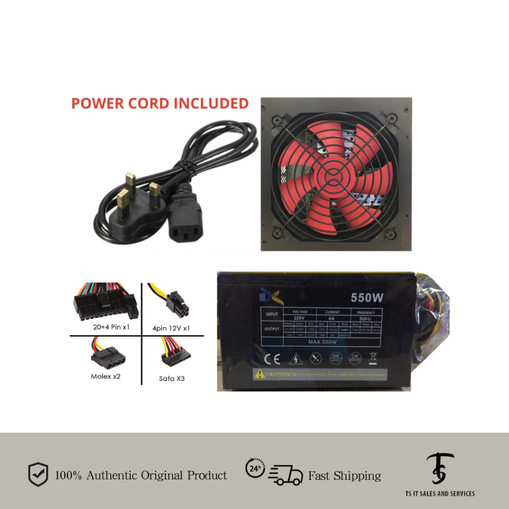 550W Watt Normal Power Supply PSU Black Edition with 12cm Big Size Cooling Fan - PSU | Shopee ...