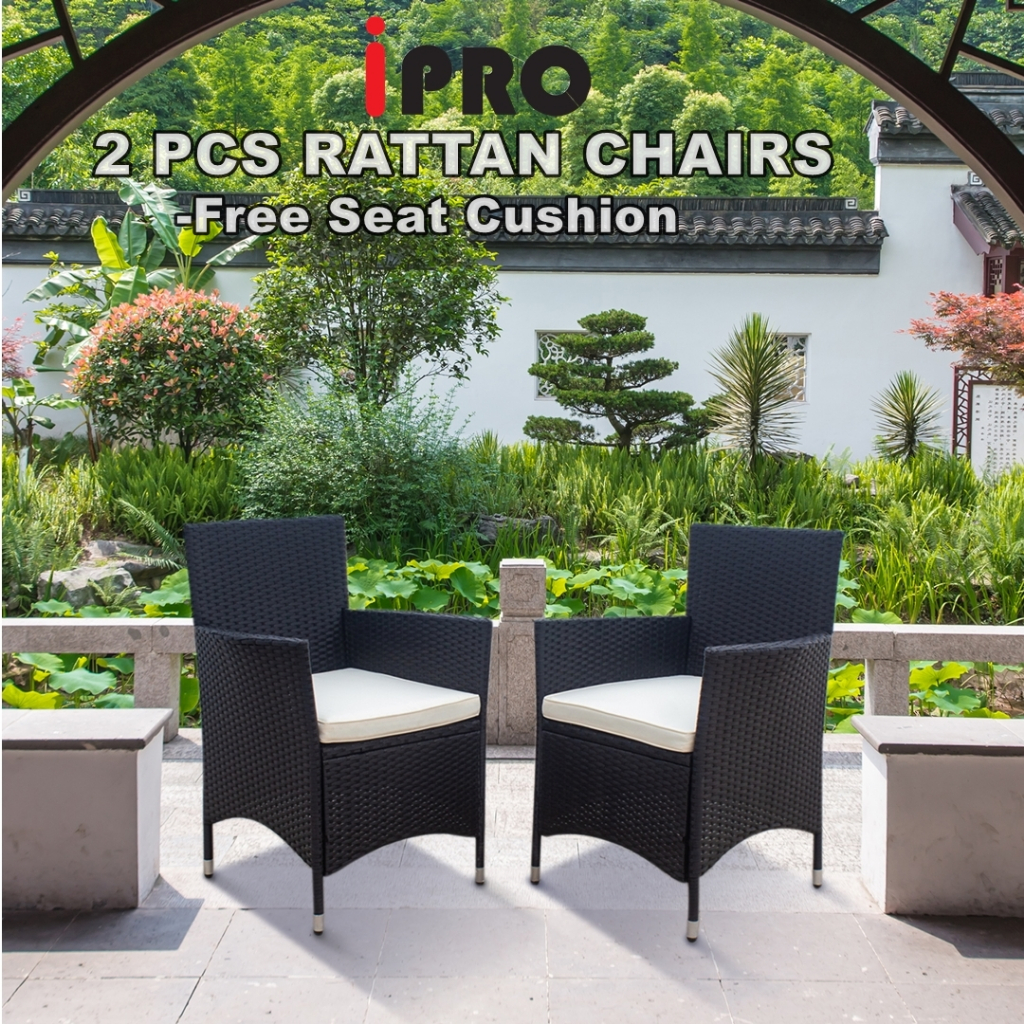 IPRO 2 Piece Rattan chair Balcony Garden chair Outdoor Furniture Kerusi ...