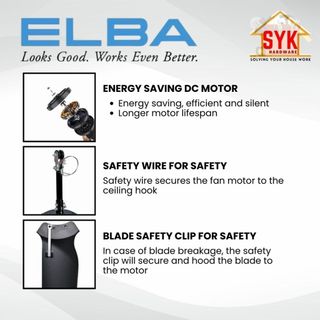 SYK Elba Ceiling Fan With Light DC Motor ECF-N5650 N6030 N5652L 5 Blade ...