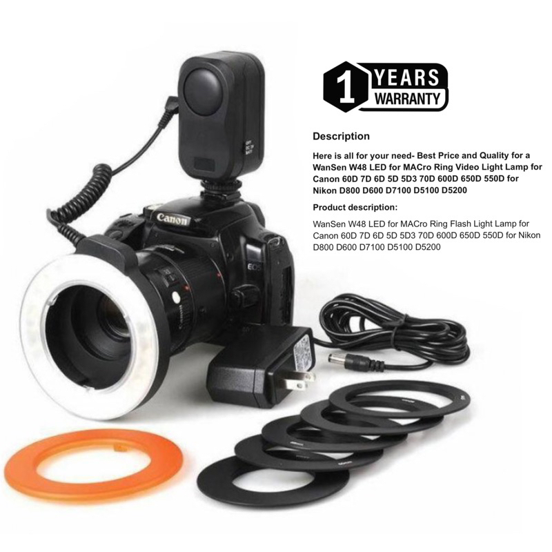 W48 Macro Ring Light LED Flash Light Full Set 5500k-6500k color ...