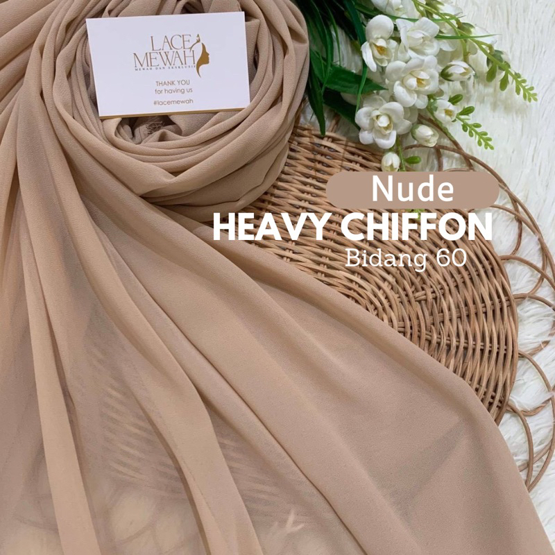 KAIN HEAVY CHIFFON PLAIN SHIFFON KOSONG BIDANG 60 UNTUK LINING/SHAWL ...