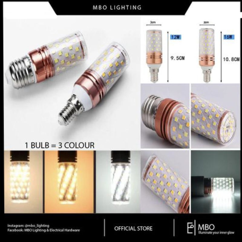 E27 E14 LED Corn Bulb Mentol Stick Bulb 12w & 16w 3 Colour | Shopee Malaysia