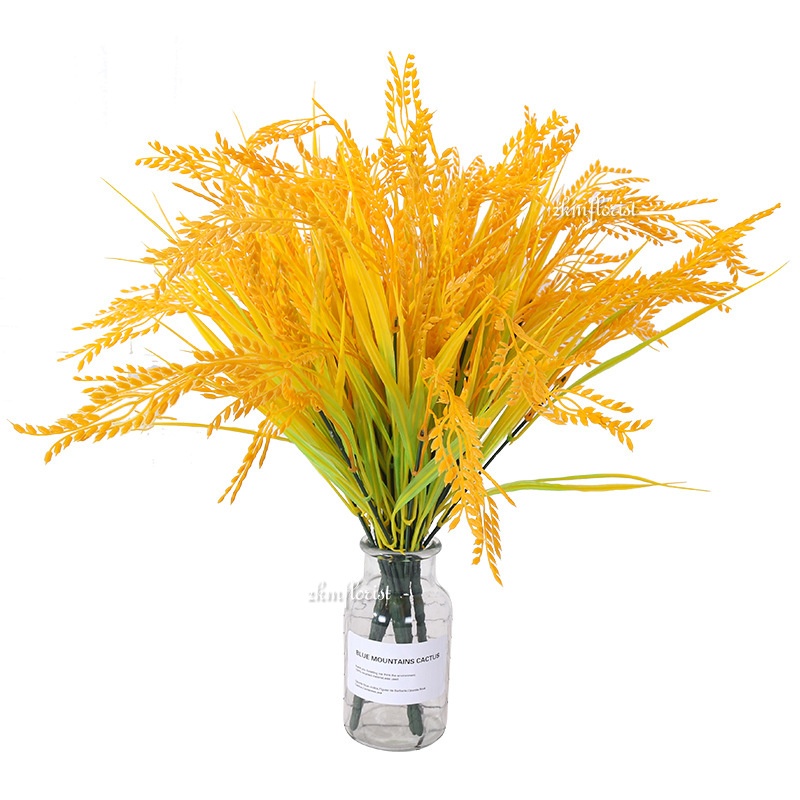 RICE FLOWER Artificial Wheat Ear Fake Plant Bouquet Plastic Paddy ...