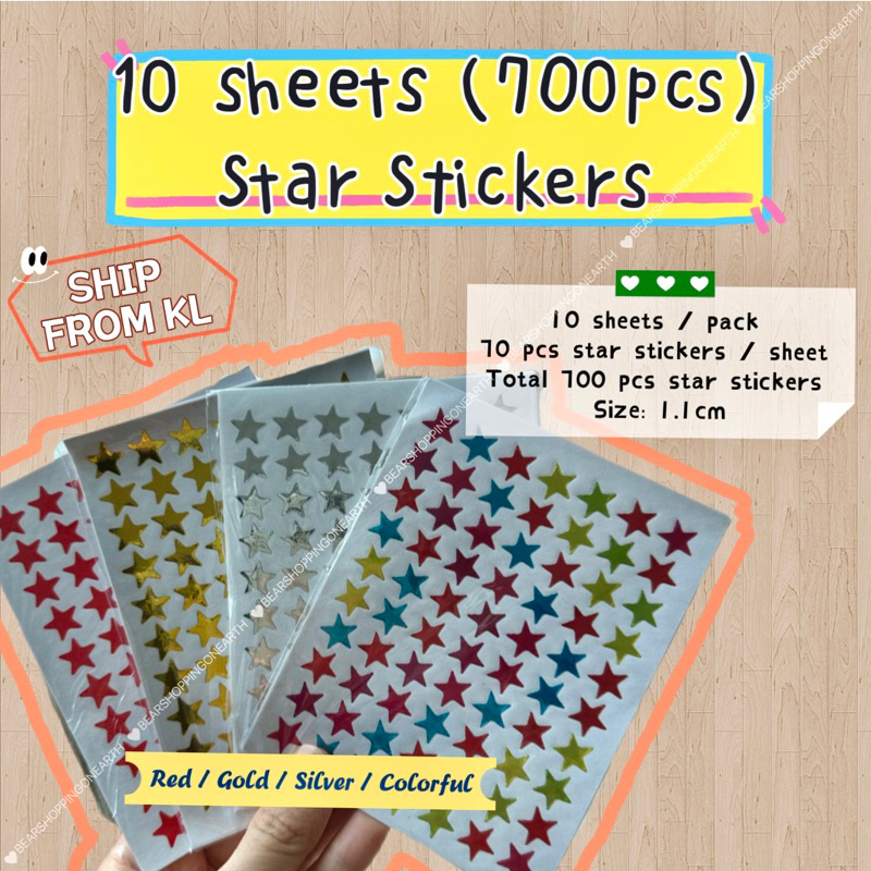 700PCS STAR STICKERS (10 sheets/pack) | Shopee Malaysia