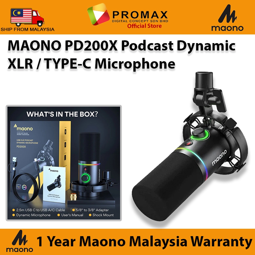 MAONO PD200X TYPE-C /XLR Dynamic Microphone For Podcasting/Recording ...