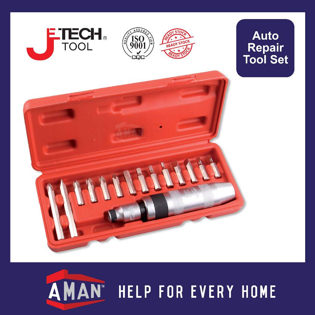 JETECH 15pcs Impact Screwdriver Set Phillip Hexagon Flat Screwdriver ...