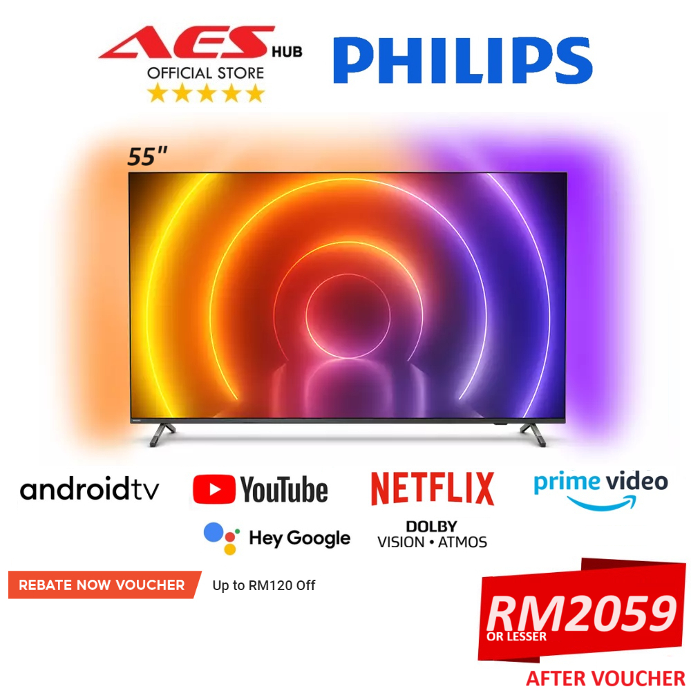 Philips 55 Inch Android TV Murah 4K Smart TV LED TV Television with ...