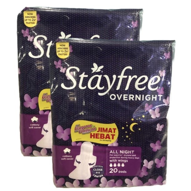 STAYFREE OVERNIGHT WINGS 20SX2 (TWINPACK) | Shopee Malaysia