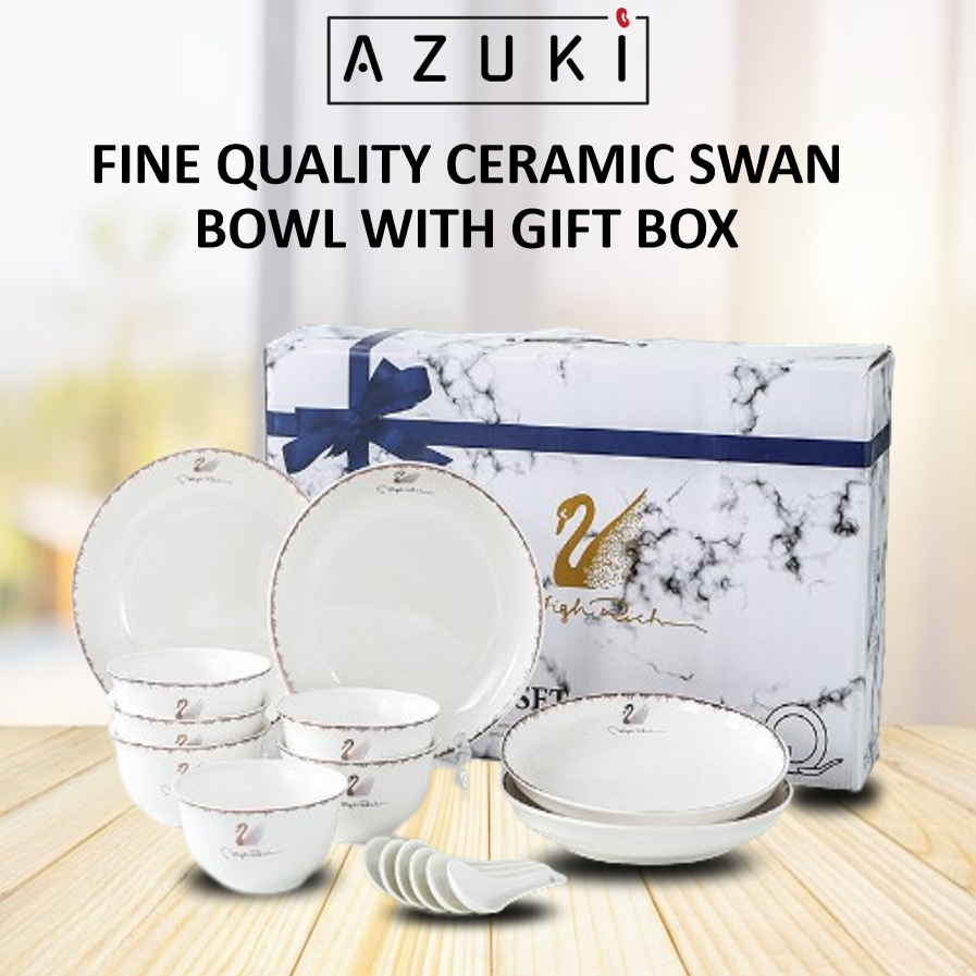AZUKI Ceramic Dinnerware Gift Set With Box Bowl Set Mangkuk Pinggan ...