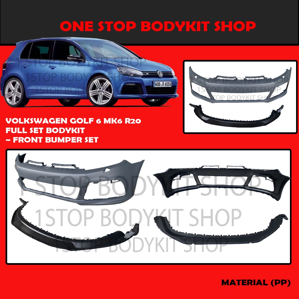 VOLKSWAGEN GOLF 6 MK6 R20 FULL SET PP SKIRT LIP BODYKIT (FRONT BUMPER ...