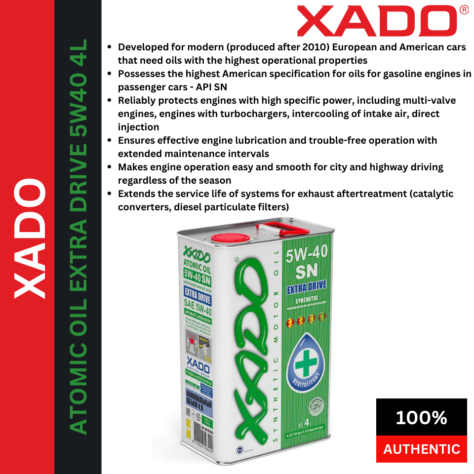 XADO ENGINE OIL 5W40 - SN EXTRA DRIVE - ENGINE OIL 4LITER | Shopee Malaysia